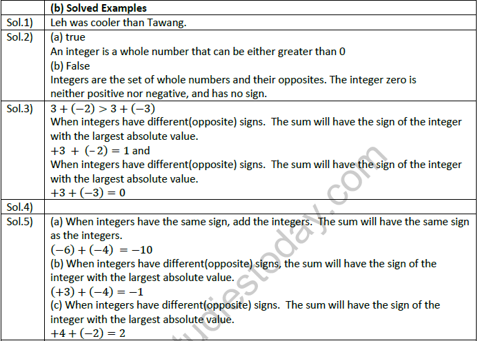 Ncert Class 6 Mathematics Chapter 3 Integers Exemplar Solutions